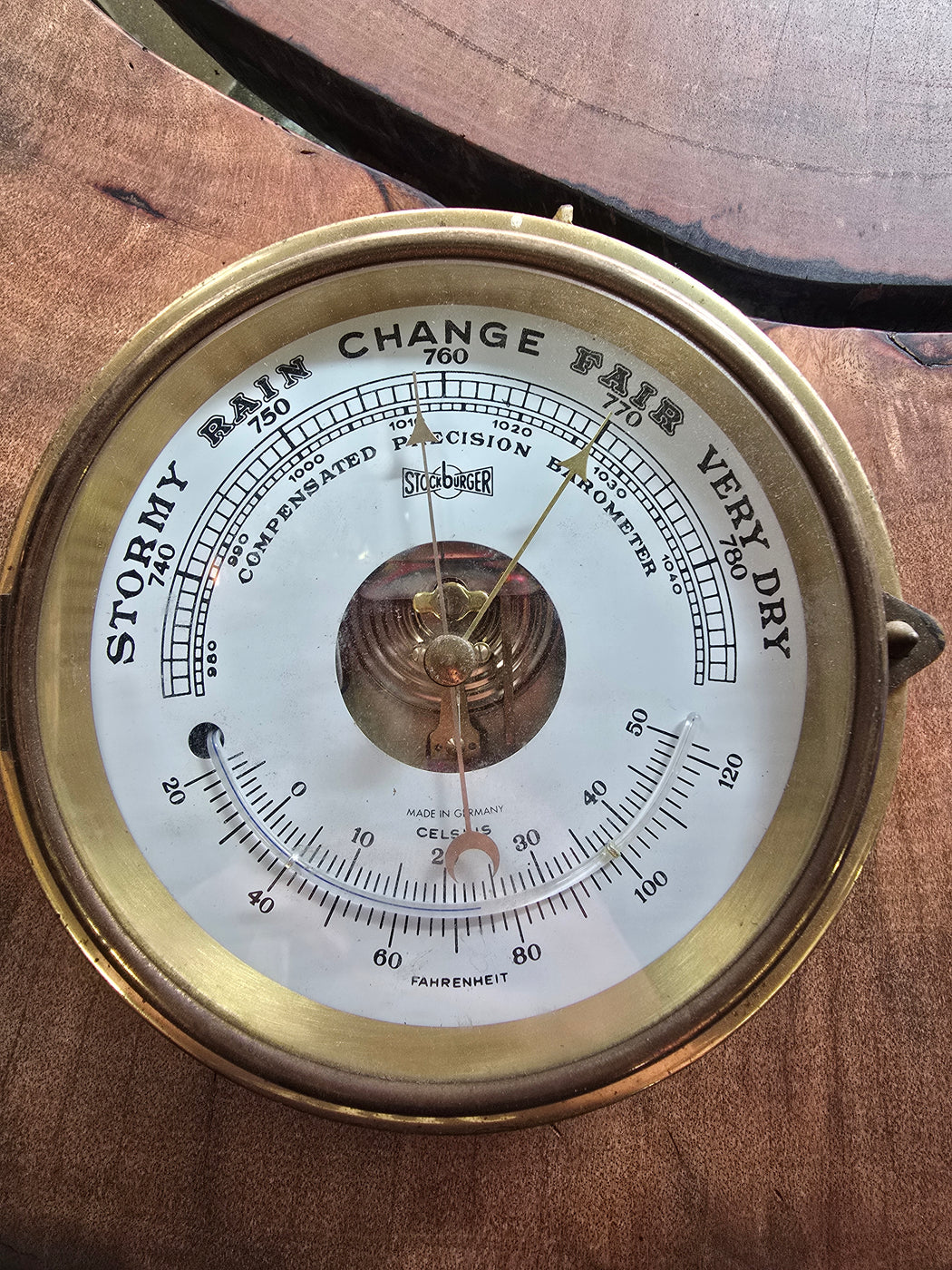 Ships Brass Compensated Precision Barometer with Thermometer early 190 ...