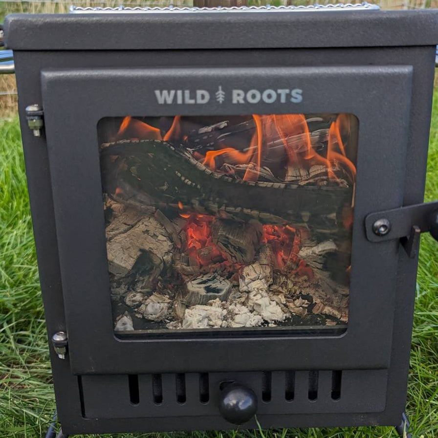 Wild Roots Black BBQ Fire Pit Stove Box - Mini Log Burner ...