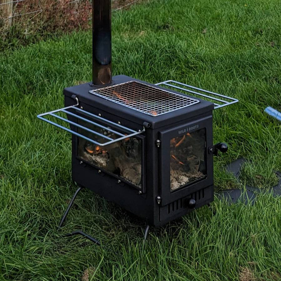 Wild Roots Black BBQ Fire Pit Stove Box - Mini Log Burner ...