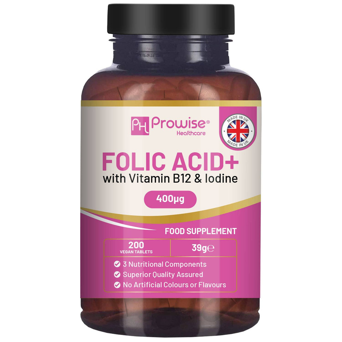 Prowise Folic Acid Tablets 400 mcg - 400 Vegan Vitamin B9 Tablets ...