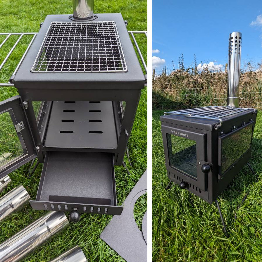 Wild Roots Black BBQ Fire Pit Stove Box - Mini Log Burner ...