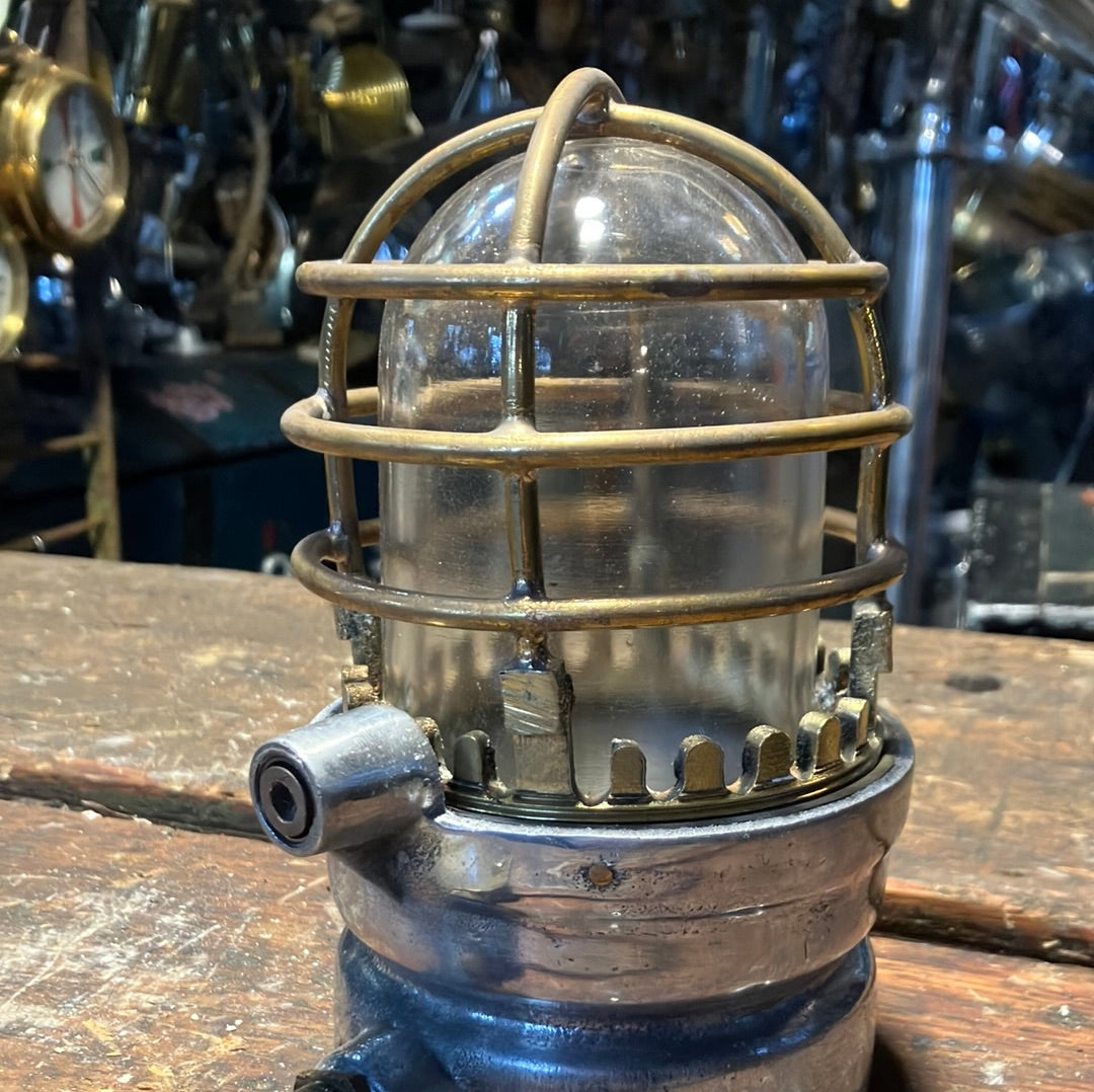 Salvaged Aluminium Passage Light with Brass cage — bananaindustries