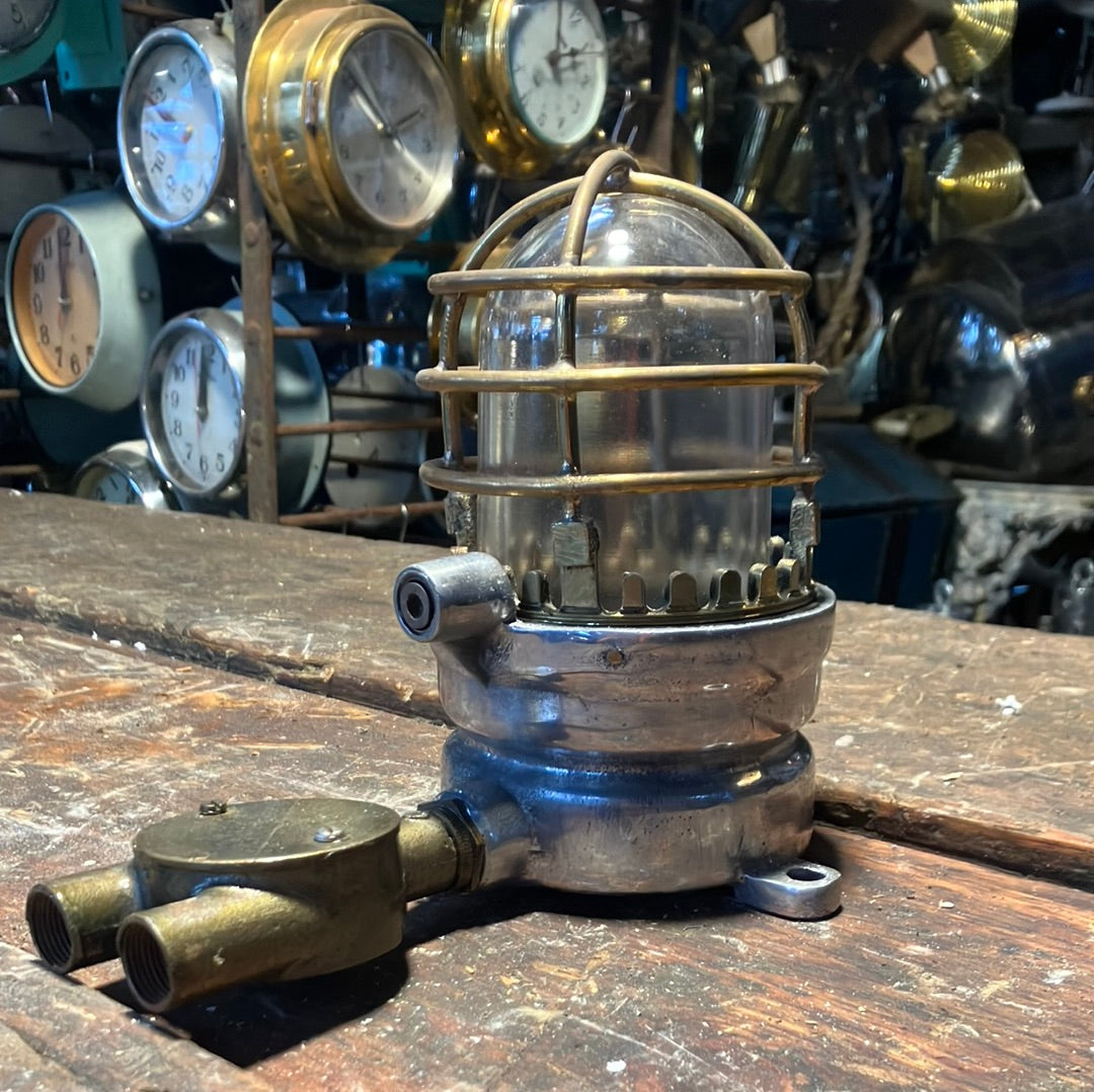 Salvaged Aluminium Passage Light with Brass cage — bananaindustries
