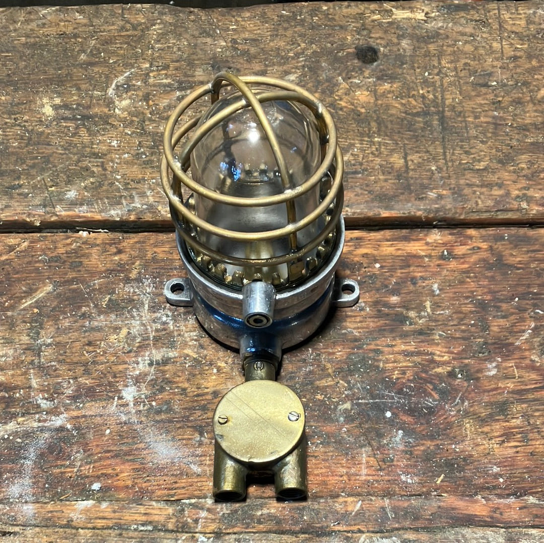 Salvaged Aluminium Passage Light with Brass cage — bananaindustries