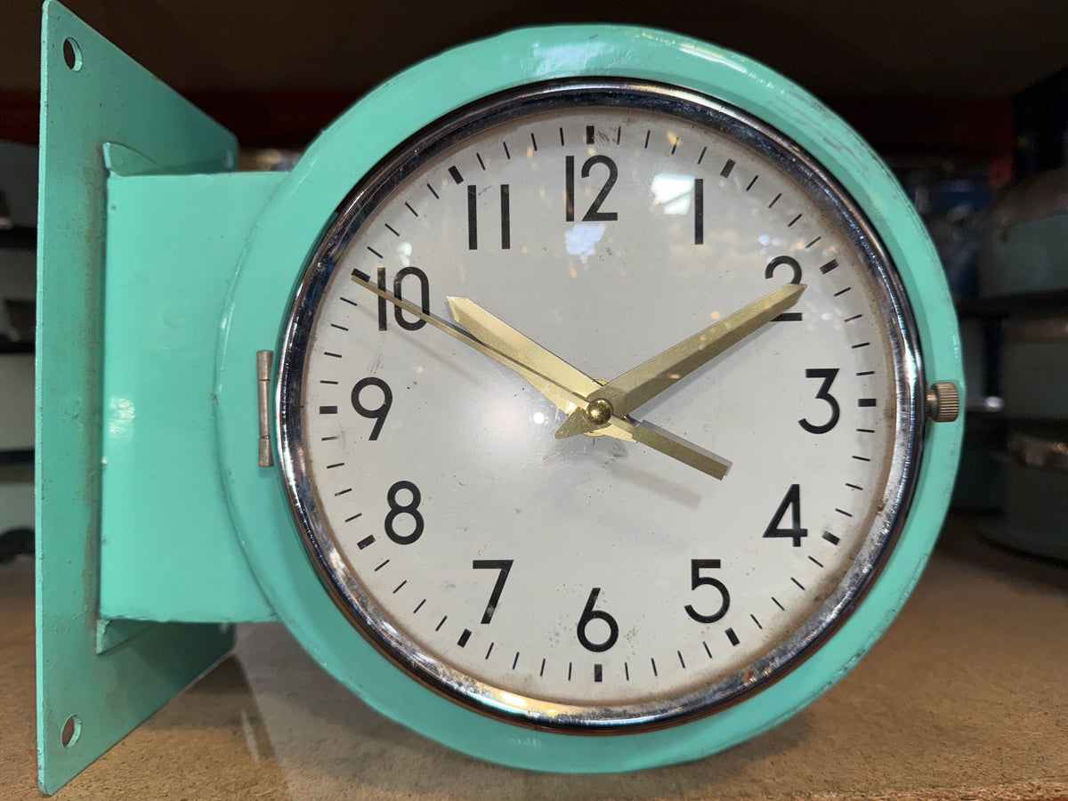 Salvaged Original Vintage Citizen Style Double Sided Clock Light Green ...