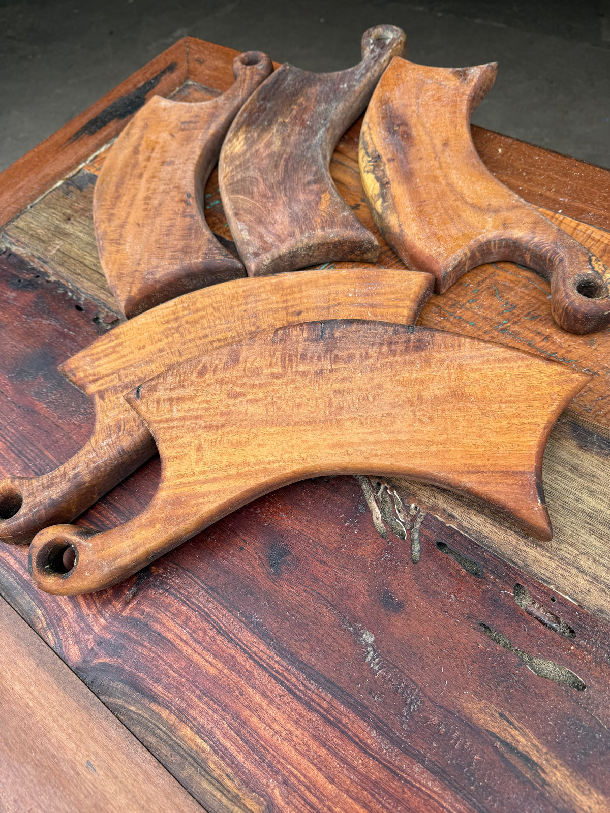 Wild Roots Swamp teak “Cleaver” Serving / Chopping Boards 40x12cm ...